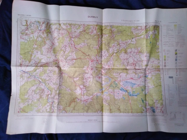 RARE WW2 BATTLE Of The Bulge Original German Map Dated 1941 - Durbuy And Area EUR 99,90 ...