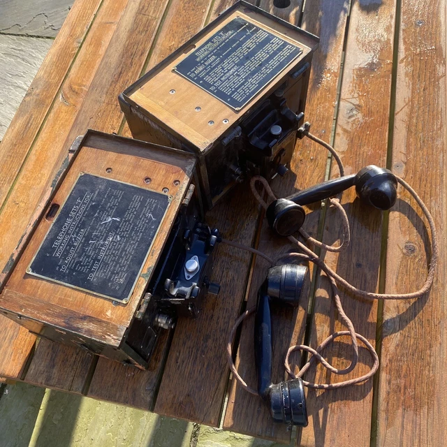WW2 BRITISH ARMY Pair Of Field Telephone Sets F Wwii Radio Wireless ...