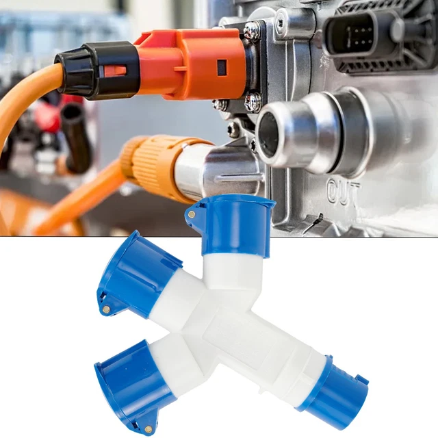 3 WAY SPLITTER 240V 16A 3Pin Blue Industrial Plug Sockets Adaptor IP44 ...