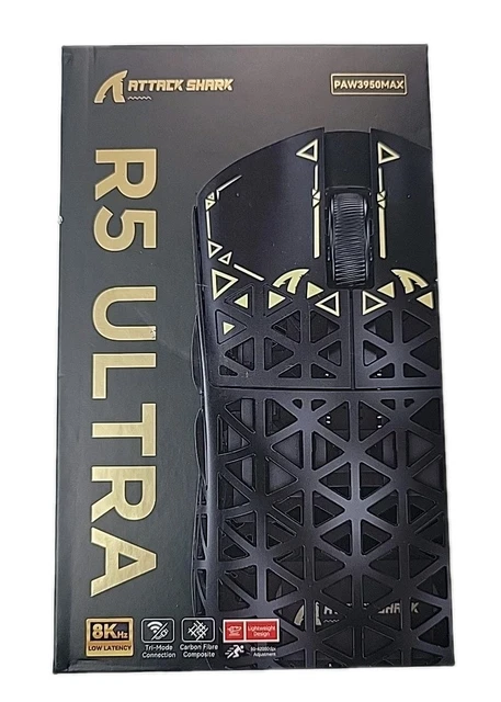 ATTACK SHARK R5 Ultra Carbon Fiber Wireless 8K PAW3950MAX Gaming Mouse ...
