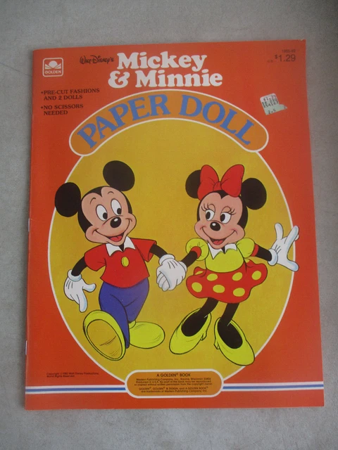 VINTAGE 1983 DISNEY Mickey & Minnie Paper Doll Golden Book Unused £9.19 ...
