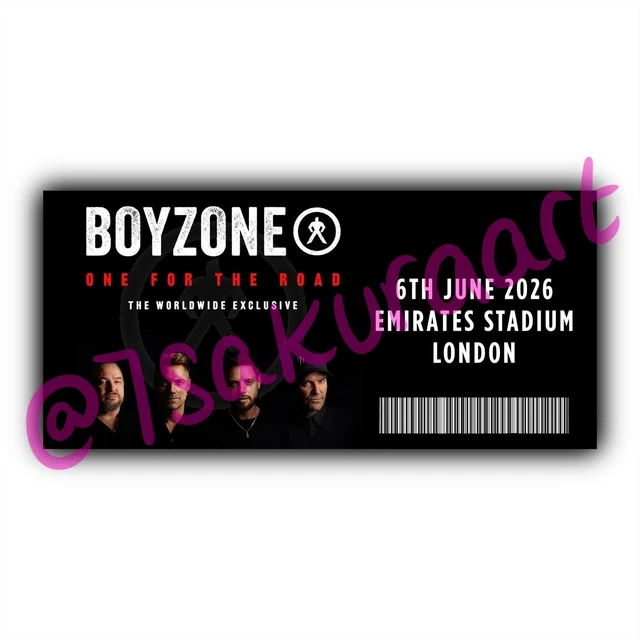 BOYZONE 2026 TOUR Souvenir Tickets, Boyzone Live 2026 Tour Merch ...