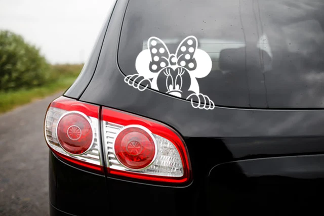 MINNIE MOUSE PEEKING Disney Sticker Decal Vinyl Cut White - Car Mickey ...