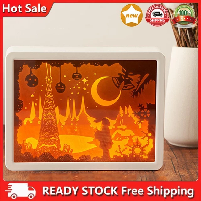 3d Mirror Paper Carving Lamp Rounded Rectangular Corners Shadow Box Led