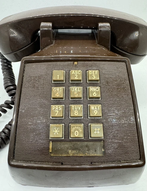 VINTAGE BROWN PUSH Button Telephone TSC-SLT Western Electric Bell ...