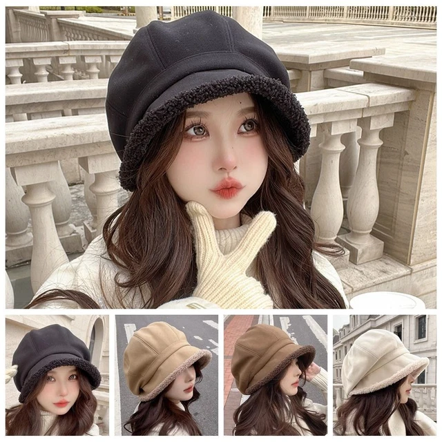 HARAJUKU PAINTER HAT Plush Plush Octagonal Cap Suede Beret Hat ... HARAJUKU PAINTER HAT Plush Plush Octagonal Cap Suede Beret Hat ...