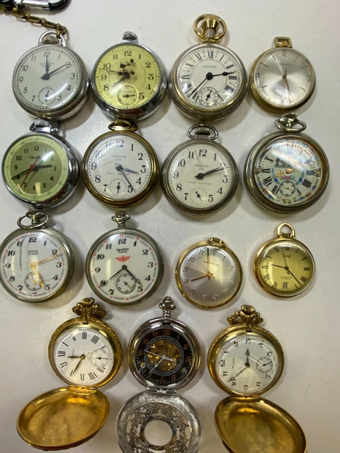LOT OF 15 Vintage Wind-Up Pocket Watches, Various Sizes, Untested (10 ...
