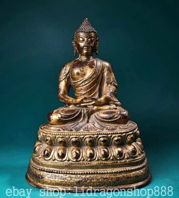 STATUA BUDDHA SHAKYAMUNI Amitabha 9,2" Antico Tibet viola bronzo dorato EUR 1.386,07 - PicClick IT