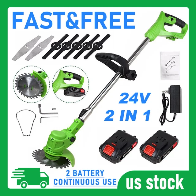 ELECTRIC CORDLESS GRASS String Trimmer Lawn Edger Weed Wacker Cutter w ...