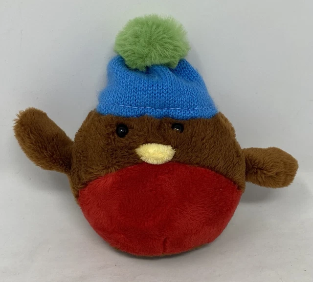 WAITROSE CHRISTMAS RED Robin Bird + Blue Hat Soft Stuffed Toys Plush ...