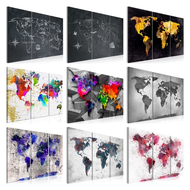 CUADROS LIENZO XXL decoracion pared foto impresi n Mapamundi k-A-0006-b-f EUR 29,99 - PicClick DE