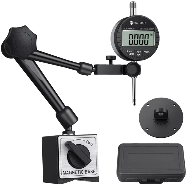 NEOTECK DIGITAL DIAL Indicator Gauge Magnetic Base Measuring Tool 0-1"/25.4 mm" £38.19 - PicClick UK
