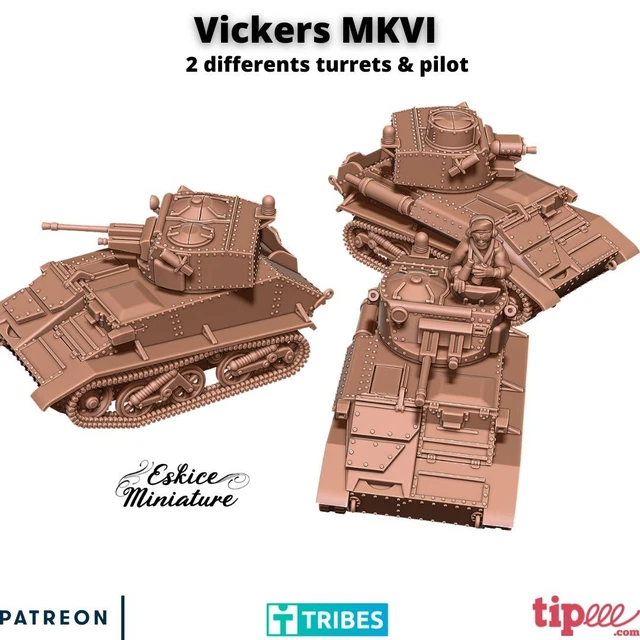WW2 VICKERS MKVI Tank B & C - Wargames - Bolt Action - Black Powder ...