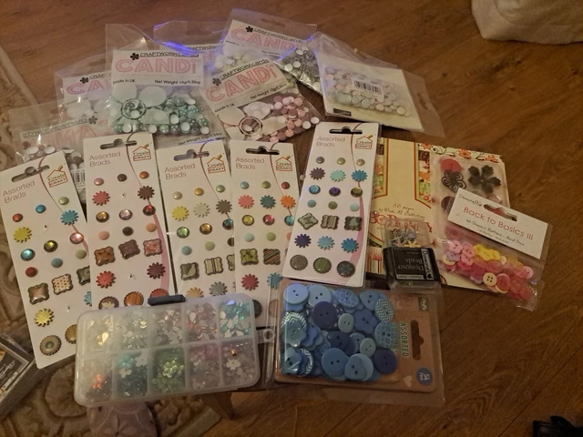 LARGE BUNDLE OF Card Candi, Assorted Luxury Brads And Buttons For ...
