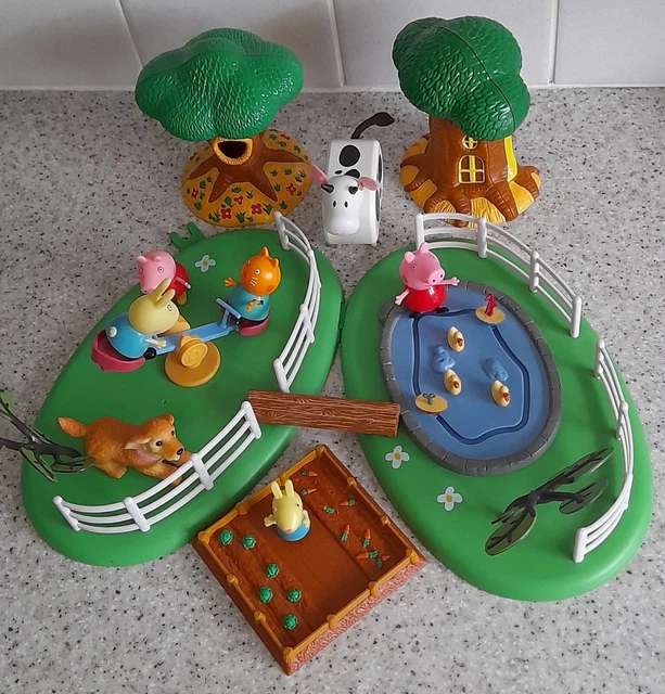 PEPPA PIG SEE Saw & Duck Pond Cow & Dog & Carrot Plot + 5 Figures Trees ...