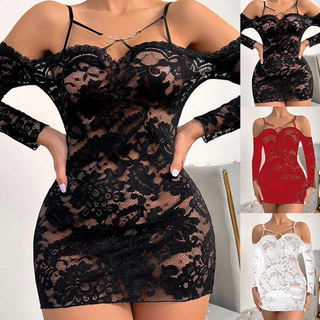 Sexy Damen Spitze Nachtkleid Negligee Erotik Dessous Pyjama Kleider