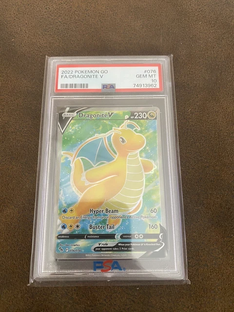🔵 PSA 10 DRAGONITE V 076/078 Full Art 2022 Pokemon Go FA Gem Mint 💎 #76 ...