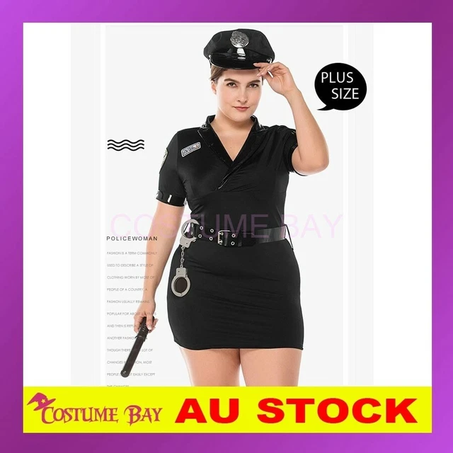 AU POLICE WOMAN Cop Officer Uniform Fancy Dress Sexy Costume Halloween ...