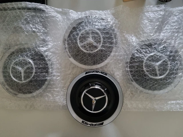 4X MERCEDES AMG Nabendeckel Deckel A0004005700 9283 mattschwarz ...