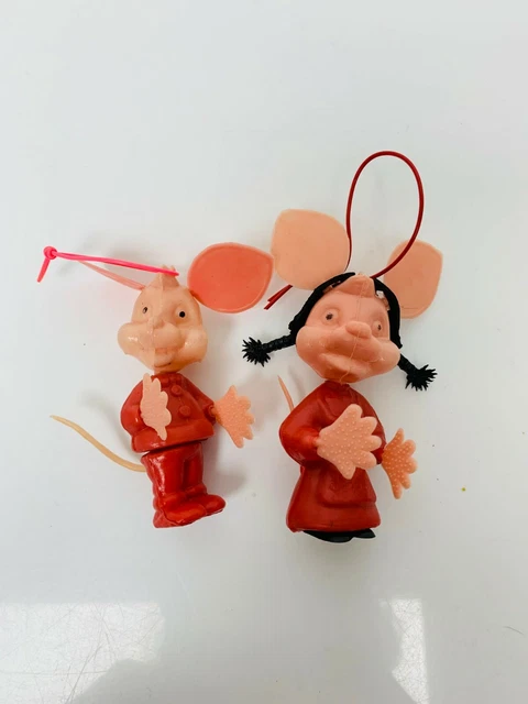 VINTAGE TOPO GIGIO Mouse Mascot Plastic Toy x 2 New Old Stock Retro ...