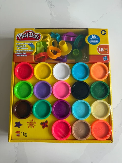 PLAY DOH Play-Doh - Super Colour Kit - Large Set 16 Accessories 18 Pots ...