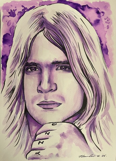 YOUNG OZZY OSBOURNE Fan-Art Original drawing/painting uk A4 size Black ...