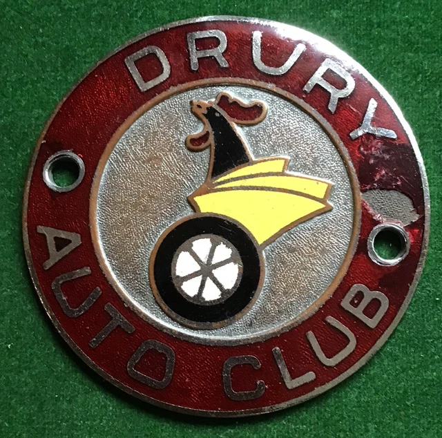 RARE VINTAGE DRURY Auto Club Car Badge Automobile Club Collectible £29. ...