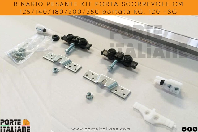 BINAIRE LOURDE TROUSSE Porte Coulissante CM 125/140/180/200 /250 Capacité Kg. EUR 78,34 ...