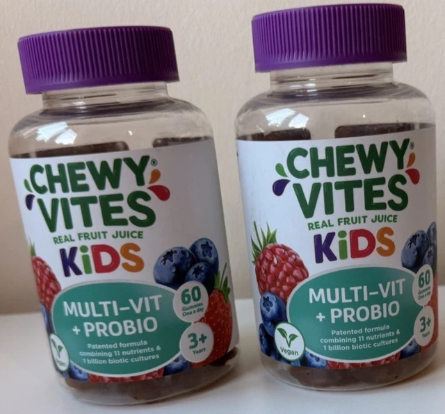 2 X CHEWY Vites Kids Multi-Vit + Probiotics Gummies 60pcs Vegan EXP 28 ...