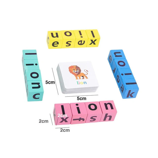 SPELLING TOYS WOODEN CVC Word Games Reading Blocks Alphabet Flashcards ...
