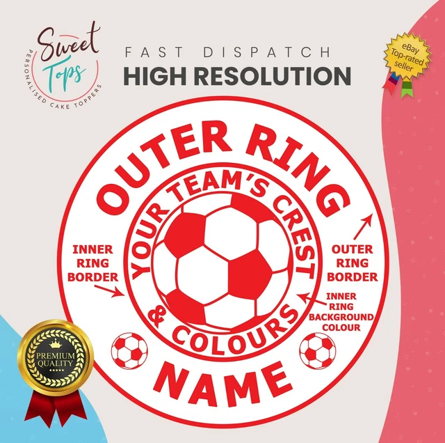 YOUR FOOTBALL TEAM Round Edible Birthday Cake Topper Decoration ...