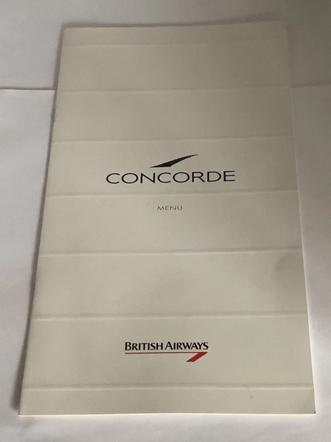 BRITISH AIRWAYS CONCORDE - Charter Menu No. 4 - ribbed - Landor logo £ ...