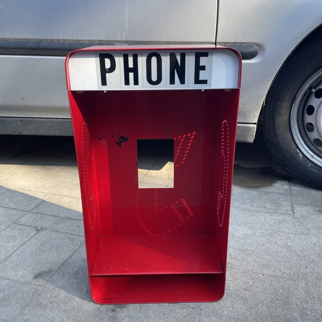 VINTAGE OUTDOOR PAYPHONE Booth Box Enclosure Payphone Red Hard Metal £ ...