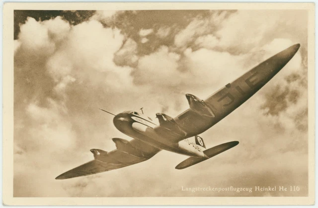 ORIGINAL PRE WW2 German Real Photo Image Postcard - Heinkel He 116 £2. ...