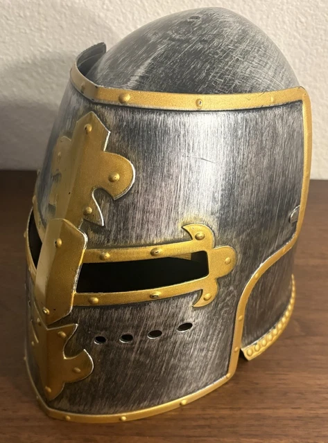 SILVER KNIGHT ROMAN Armor Crusader Helmet Mask Medieval Adult Costume ...