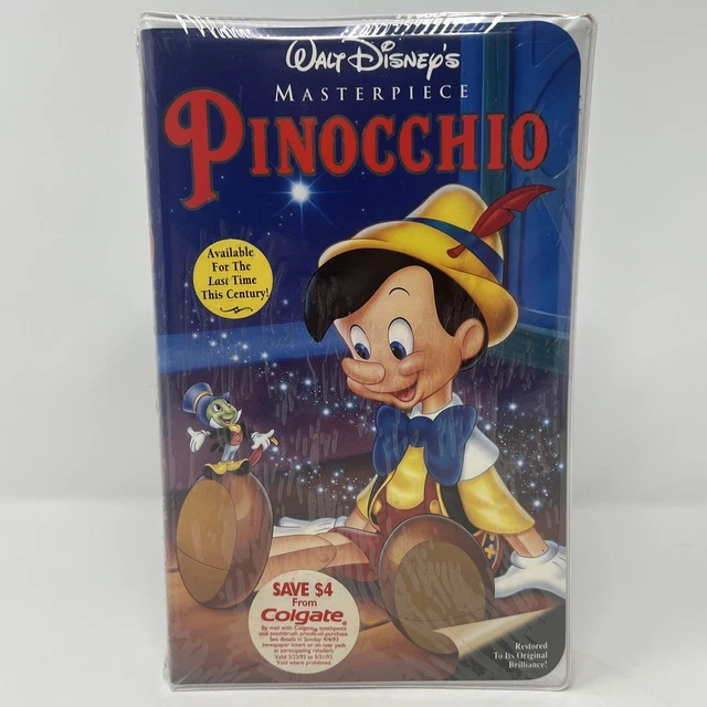 PINOCCHIO VHS WALT Disney Masterpiece Edition 1993 Clamshell Factory ...