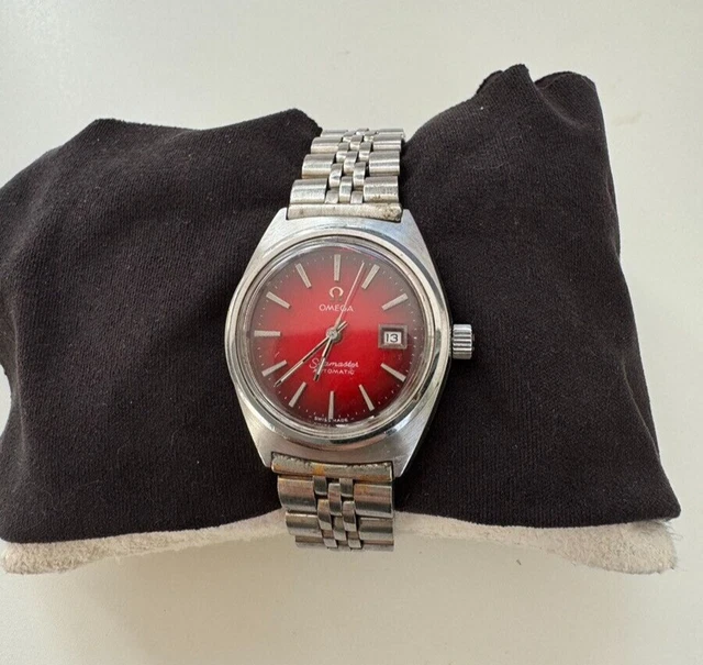 VINTAGE OMEGA SEAMASTER Automatic Date Red Dial Watch-Swiss Made £441. ...