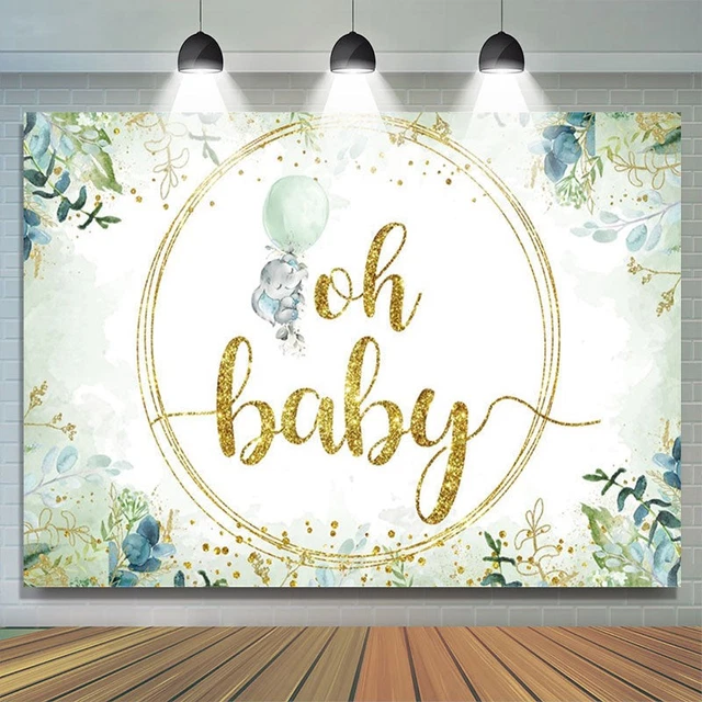 GREEN WATERCOLOR LEAVES Animal Baby Shower Backdrop $37.84 - PicClick AU