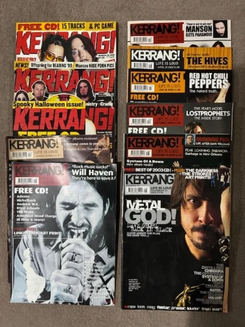 KERRANG MAGAZINE Bundle 1999 - 2003 X 11 as photo ,Good ,clean ...