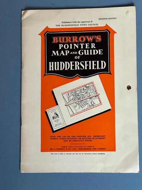 VINTAGE BURROWS POINTER Map & Guide of Huddersfield £7.85 - PicClick UK