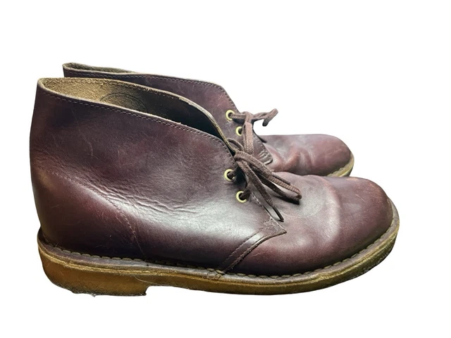 CLARKS ORIGINAL MENS Desert Crepe Sole Boots Burgundy Horween Leather ...