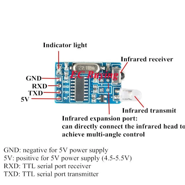 DC 5V IR Infrared Remote Decoder Encoding Transmitter Receiver Wireless ...