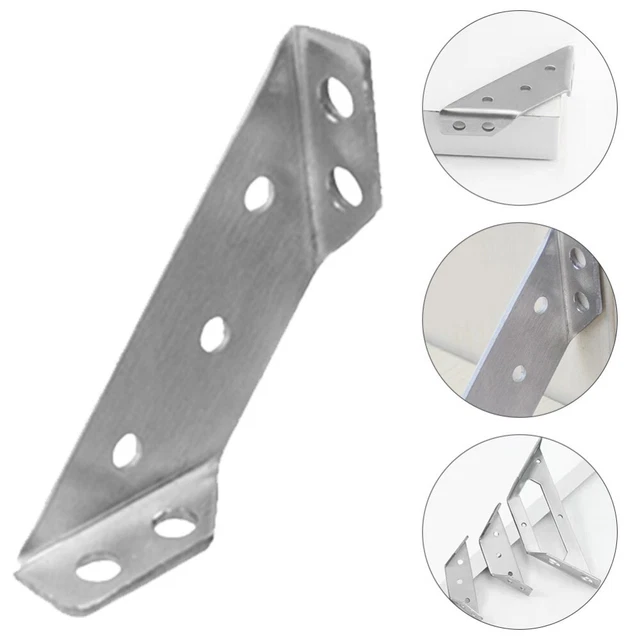 10 PZ STAFFE Angolari Trapeziformi Acciaio Inox Bracciale Angolo ...