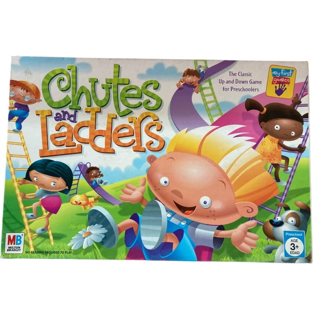 MILTON BRADLEY CHUTES and Ladder Vorschule Kinder komplettes Brettspiel ...