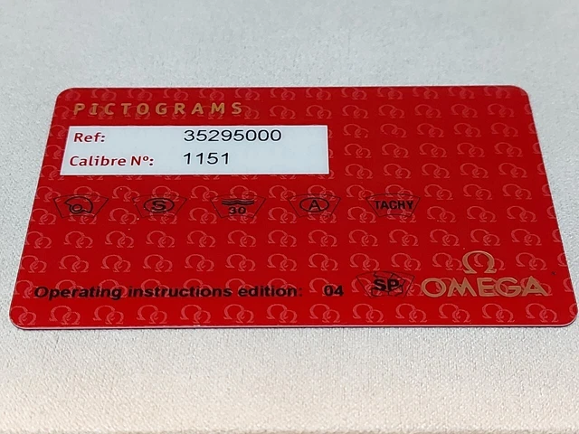 OMEGA PICTOGRAM CARD Speedmaster Racing Michael Schumacher 35295000 £89 ...