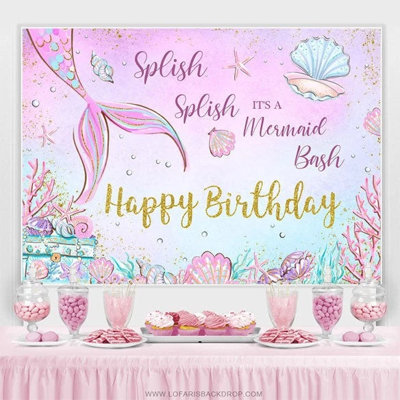 ITS A MERMAID Sea Theme Happy Birthday Backdrop $37.79 - PicClick AU