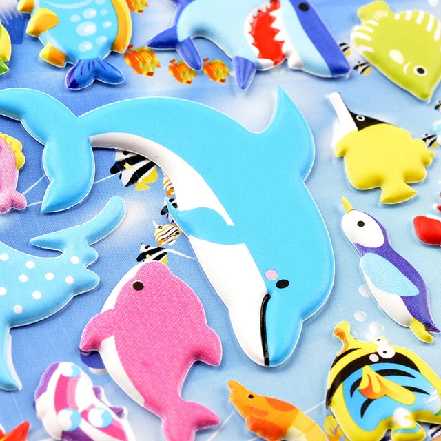 SHARK DOLPHIN FISH Stereo Bubble Sticker Diary Sticker Decor Stationery ...