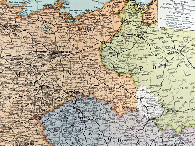 RAILWAY MAP OF Europe European Rail Network Routes Post WW1 Antique ...