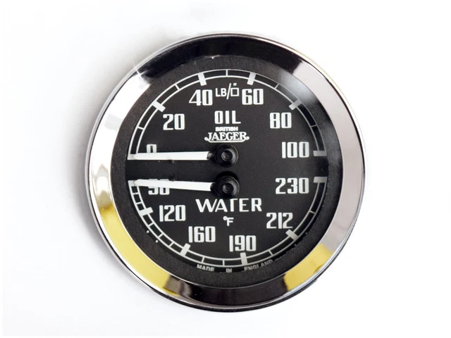 BRITISH JAEGER OIL Pressure & Water Temperature °F Dual Gauge For MGA ...