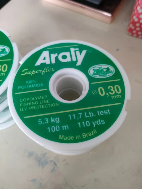 6X 100M, ARATY SUPERFLEX LINE 5,3KG BOBINE lenza da pesca arti e ...